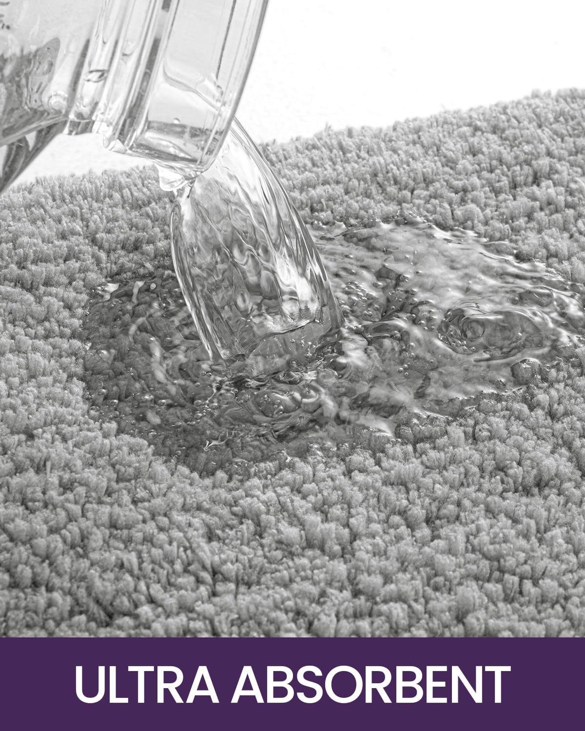 DEXI Bathroom Rug Mat, Extra Soft and Absorbent Bath Rugs, Washable Non-Slip Carpet Mat for Bathroom Floor, Tub, Shower Room, 24"x16", Grey