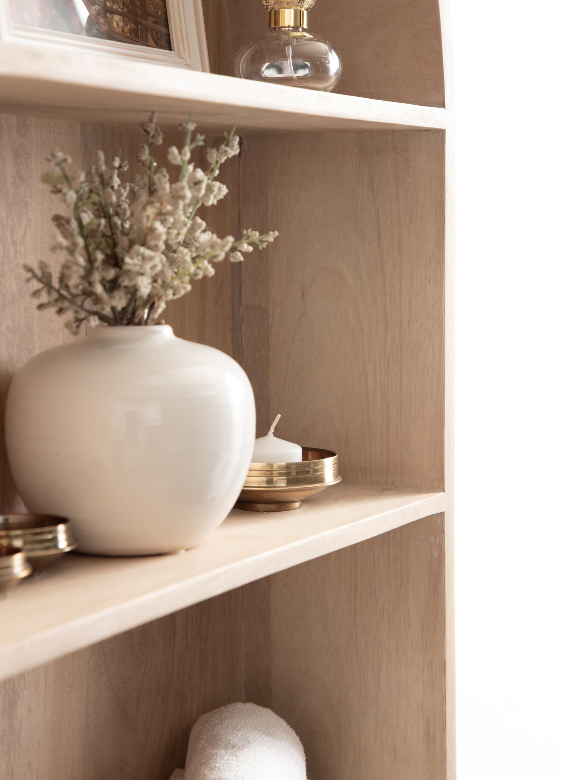 Kate and Laurel Arcott Modern Arched Wall Shelf, 18 x 26, Natural Wood, Transitional Arch Wall Shelves for Over-The-Toilet Storage or Entryway Storage Shelf