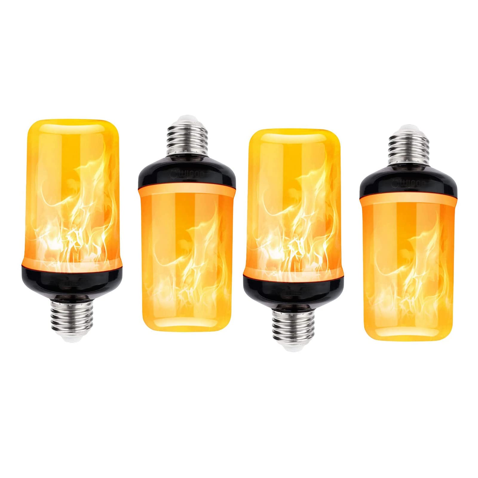 Dyforce Christmas Light Bulbs, 6W 4 Modes E26/E27 Base Flickering Fire Light Bulbs with Gravity Sensor, Flame Light Bulbs for Indoor Outdoor Decorations - 4 Pack