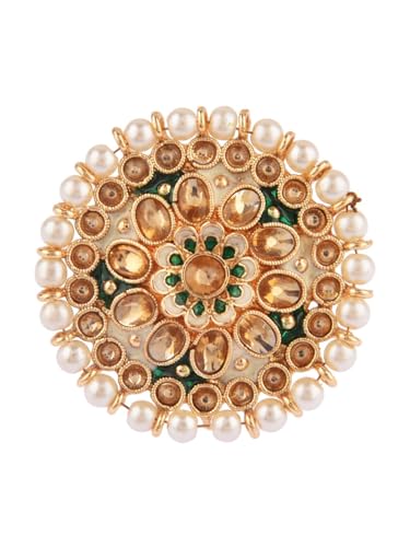 Efulgenz Indian Bollywood Traditional Antique Round Crystal Kundan Adjustable Big Ring Finger Jewelry for Women
