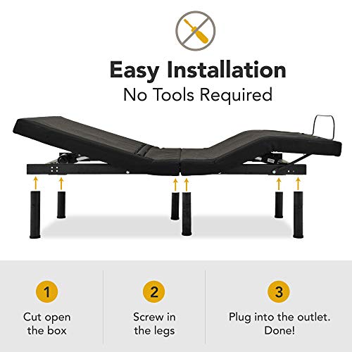 DynastyMattress DM9000F Adjustable Bed-Frame Base, HEADTILT-LUMBAR Split King - Electric Beds Remote Control and Twin XL, Queen, & King Size Bed
