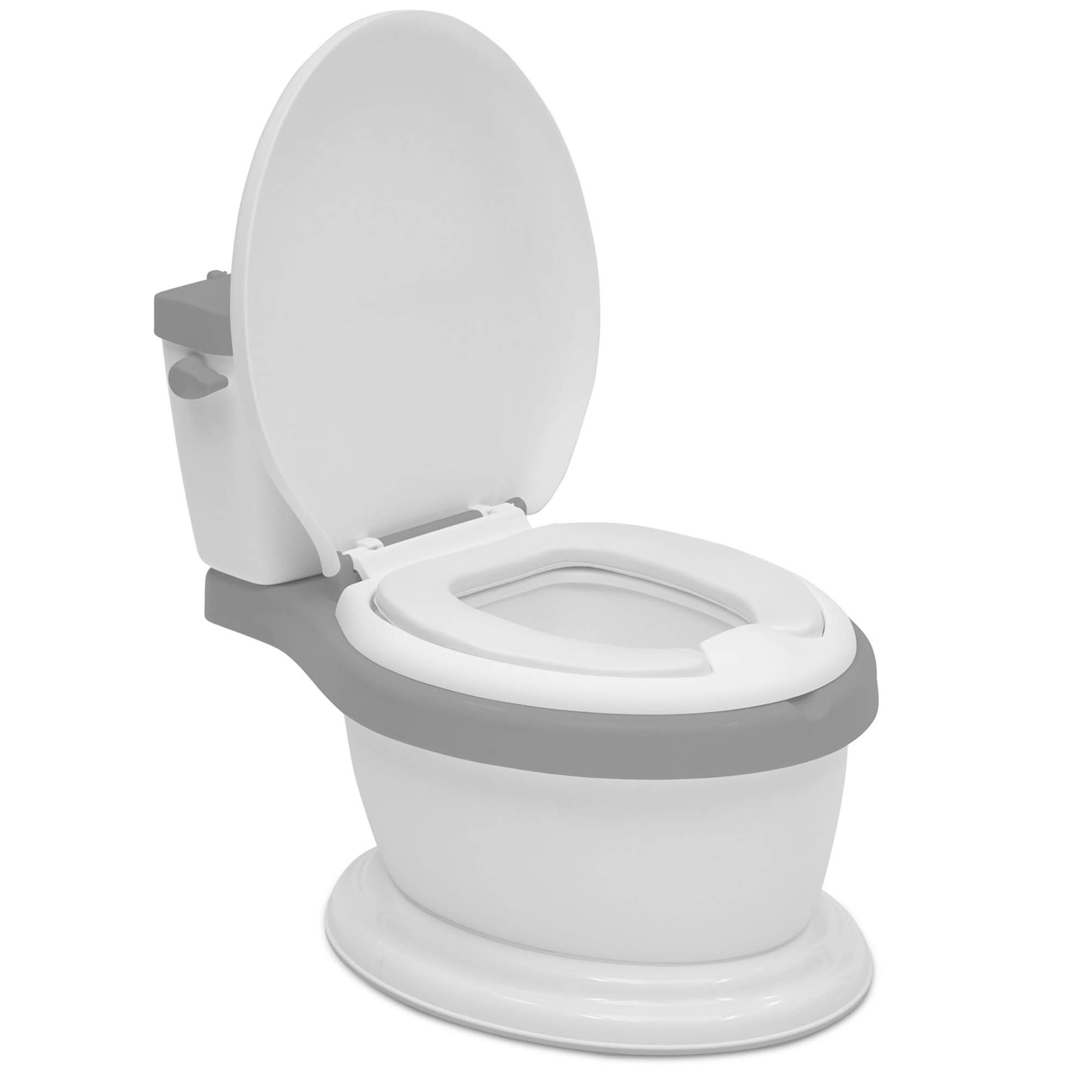 Delta Children Kid Size Potty and Step Stool 2-Piece Set - Realistic Potty and Step Stool Ideal for Potty Training, White/Grey