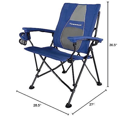 STRONGBACK Elite 2.0 Adult Camping Chair with Lumbar Support and Carry Bag, Navy/Grey