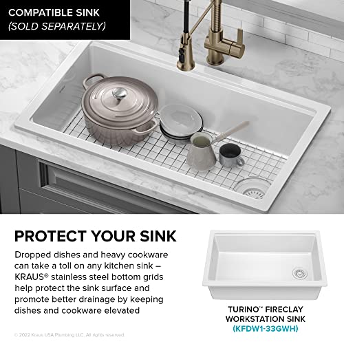 KRAUS Stainless Steel Bottom Grid (29 3/8 in. x 14 3/8 in.) for 33 in. Turino Workstation Drop-In/Undermount Fireclay Kitchen Sink KFDW1-33GWH and KFDW1-33MGR, KBG-FC3015