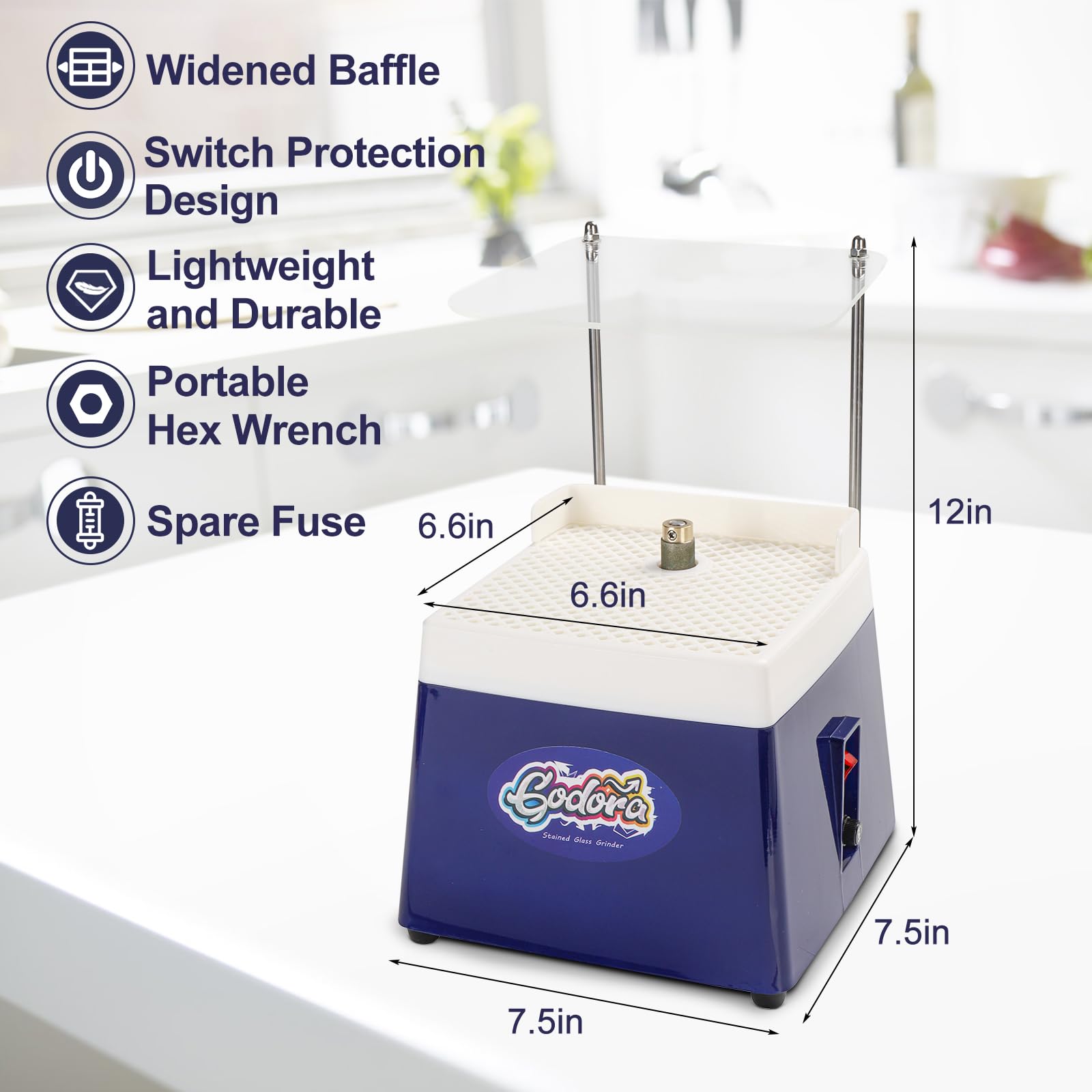 Godora Stained Glass Grinder, Mini Stained Glass Kit with 5/8" & 1" Grinder Bits, Widely Used for Glass Processing Arts and Decoration