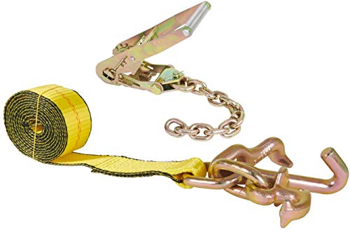 Mytee Products (2 Pack) 2" x 8' Car Tie Down Chain Ratchet Straps with RTJ Cluster Hooks - AutoTie Down Roll Back Tow Truck Car Hauler Straps