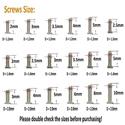 HOTMMGR Small Screws Assortment Kit 18 Kinds M1.2 / M1.4 / M2.0 Tiny Micro Screws Set for Glasses Watches (Silver)