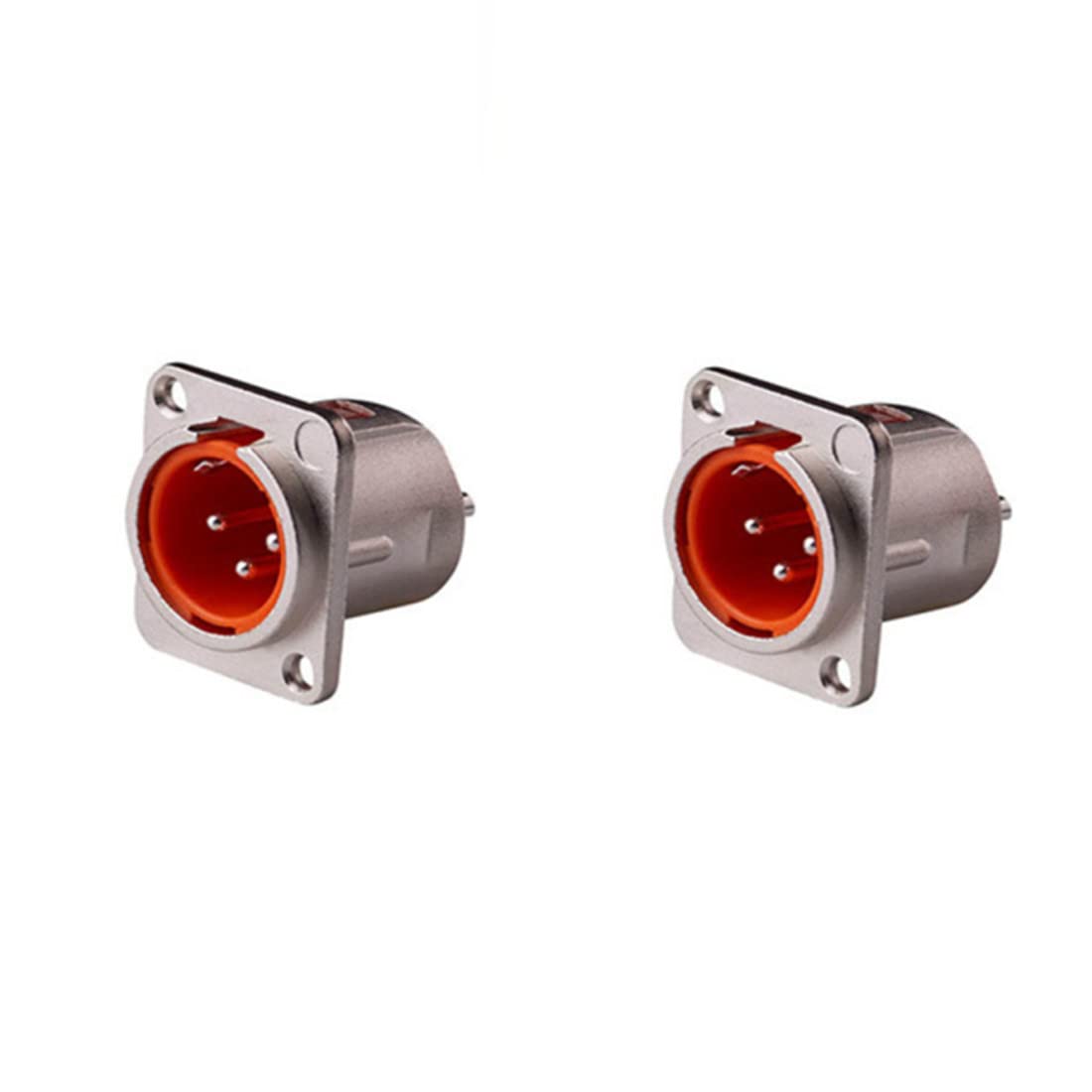 GDQLCNXB XLR Male Jack 3 Pin Panel Mount Jacks,XLR Male Connector 4 Pcs, Silver Metal Housing,Inner Shell Orange.