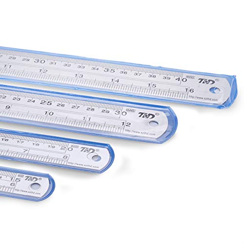 Ruler Metal Stainless Steel Ruler Straight Edge Measuring Tool Set of 4(6/8/12/16 inch)