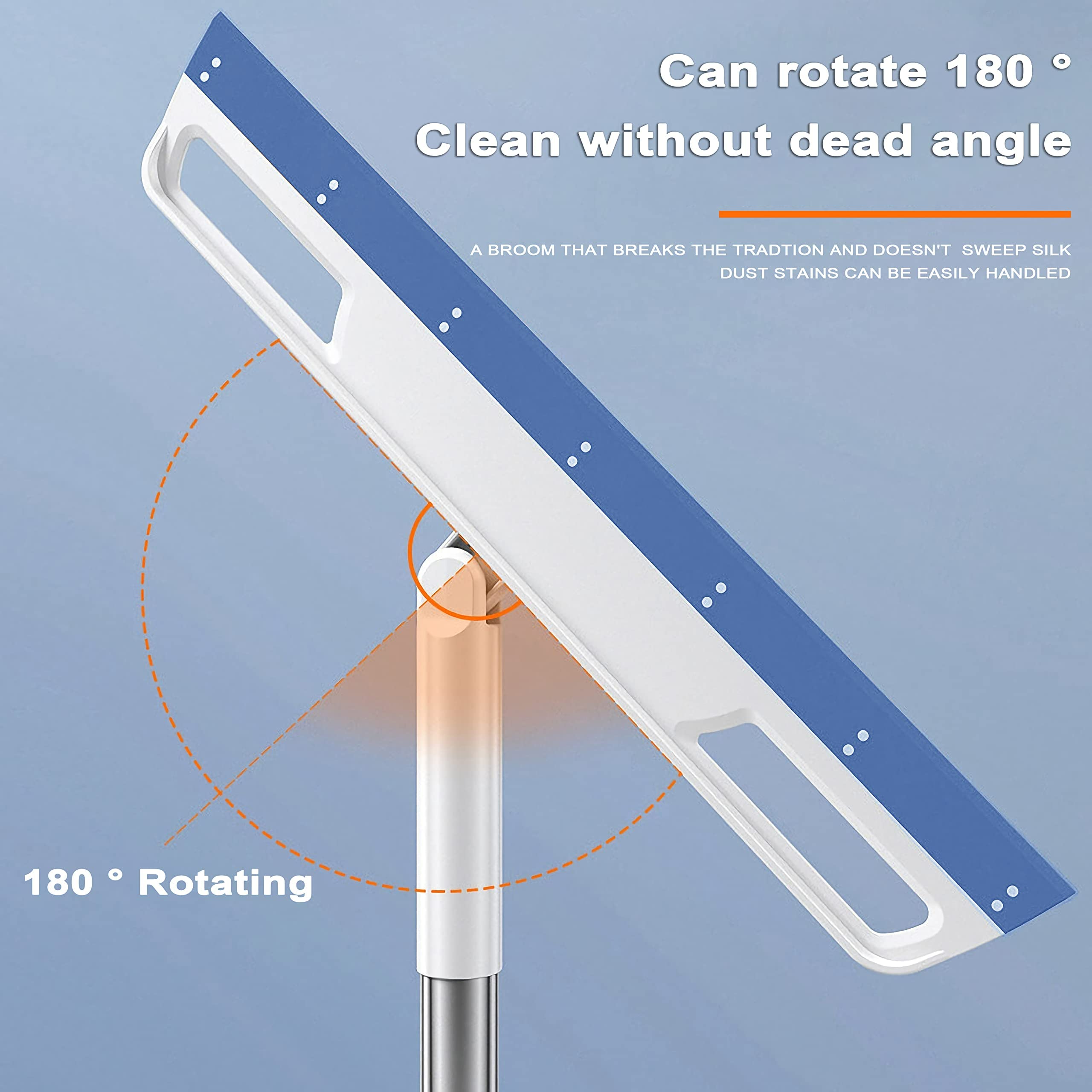Floor Squeegee Broom for Water and Pet Hair Sweeper Wiper Silicone Broom Rubber Multifunction Magic Broom with 4-in-1 Long Handle，Especial for Flat Floor, Bathroom, Glass, Windows Cleaning