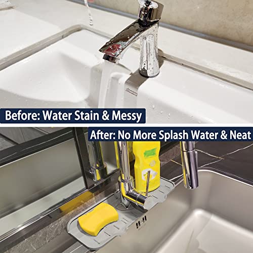 Kitchen Faucet Sink Splash Guard, Silicone Water Catcher Mat β Sink Draining Pad Behind Faucet, Grey Rubber Drying Mat for Kitchen & Bathroom Countertop Protect