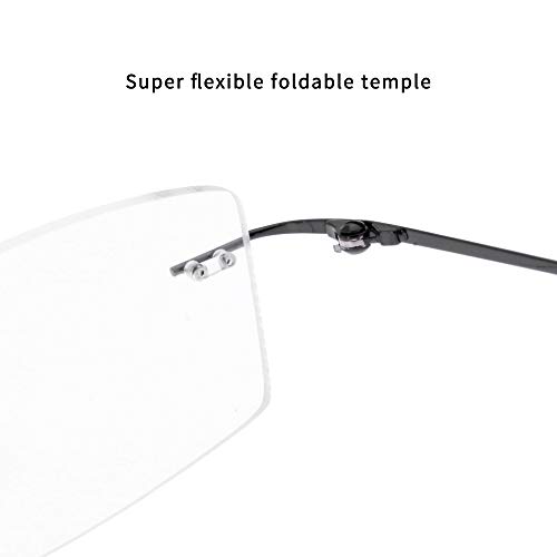 Rimless Frame Bifocal Reading Glasses Flexible Titanium Alloy +3.00 Lightweight Readers Bifocal Glasses