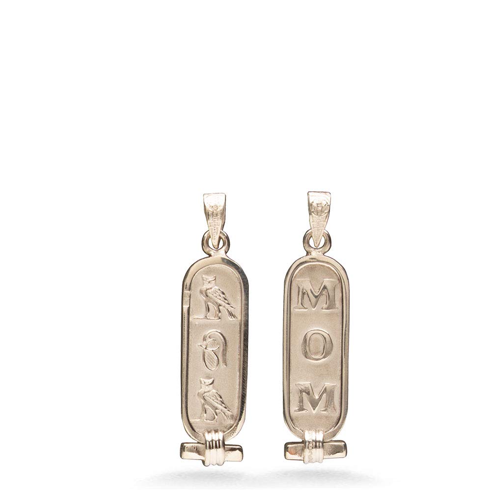 Discoveries Egyptian Imports Made in Egypt - Personalized 14K Gold Cartouche Necklace - Double-Sided Custom Pendant Size: Extra Large