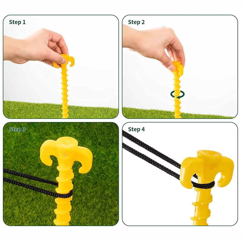 Dzsxlecc 16 Pack Plastic Tent Pegs,Heavy Duty Screw Shape Beach Tent Stakes,Outdoor Tent Pegs,7.9 inch Beach Stakes,The Ground Anchor is Suitable for Beach, Lawn,Camping (Yellow)