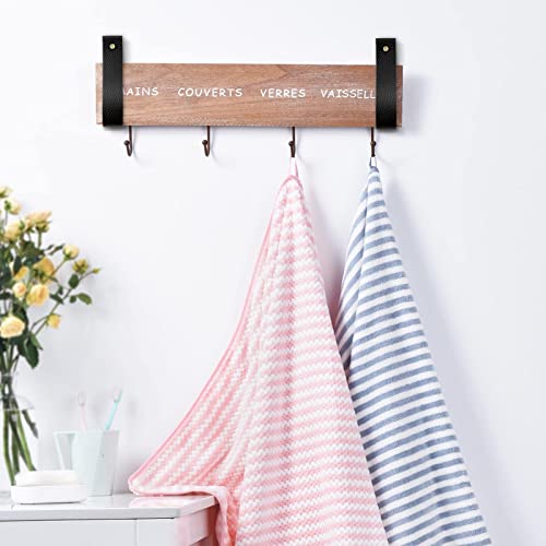 Yookeer 8 Pcs Artificial Leather Wall Hooks 1 x 4.7 Inches Wall Hanging Strap Wall Mounted Loop for Hanging Leather Strap Hangers for Bathroom Kitchen Bedroom Towel Holder Supplies (Black)