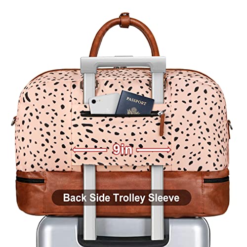 Weekender Bags for Women, Large Overnight Bag Canvas Travel Duffel Bag Carry On Tote with Shoe Compartment 21" for Women & Men 3Pcs Set