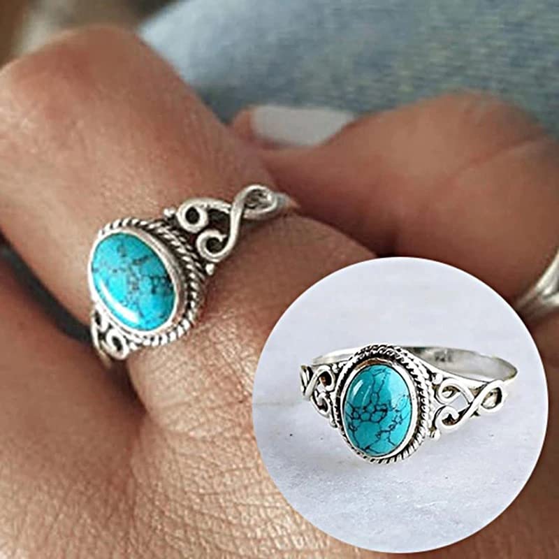 ETHIDO - Dainty Silver Tiny Reconstituted Turquoise Bubbles Ring Mermaid Kisses Rings Jewelry Bridemaids Gifts