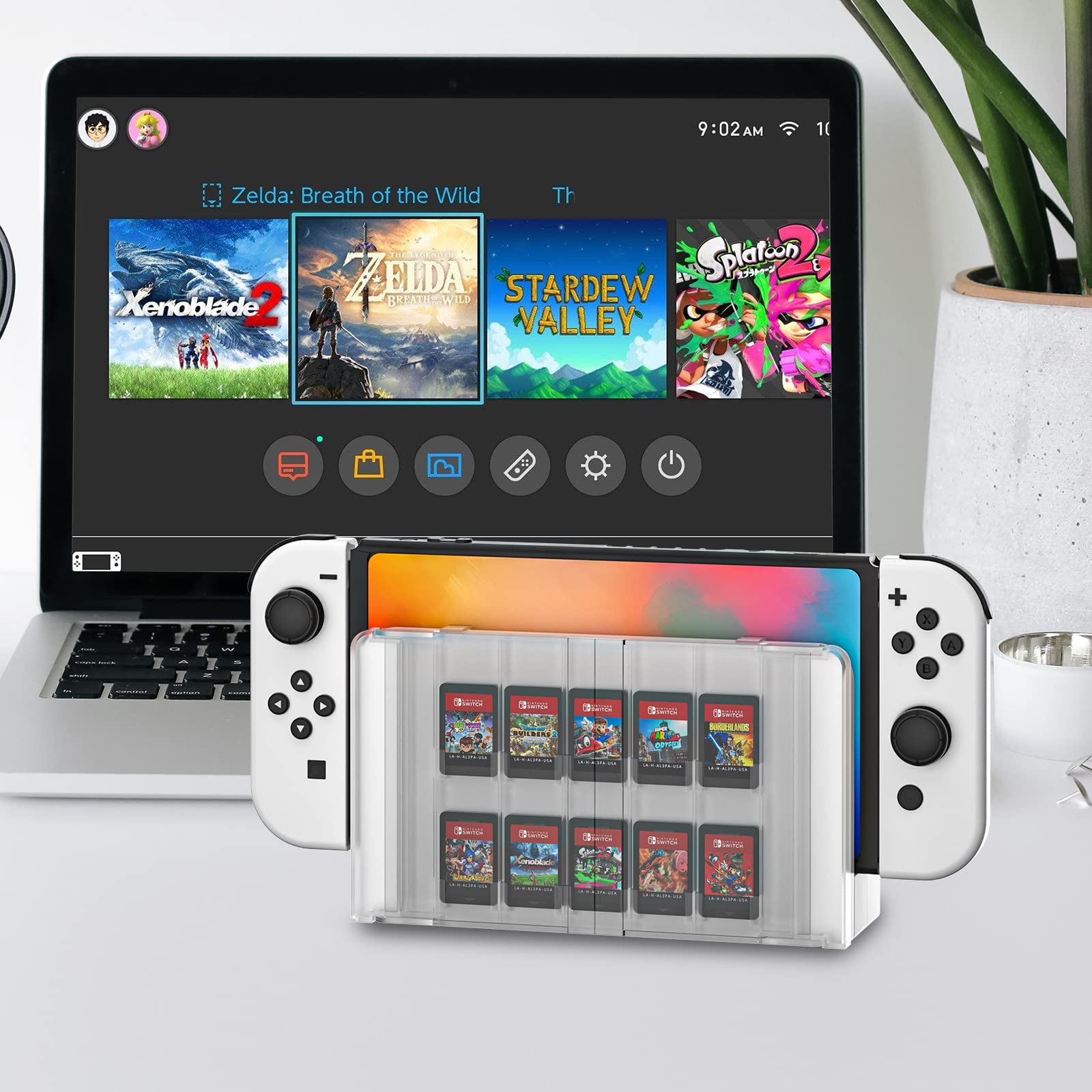 ECHZOVE Premium Game Card Case for Switch OLED, Switch Card Case Cartridge Game Card Display Cabinet Box, Crystal Clear Game Cartridge Holder Fit Switch OLED Charging Station (10 Slots)