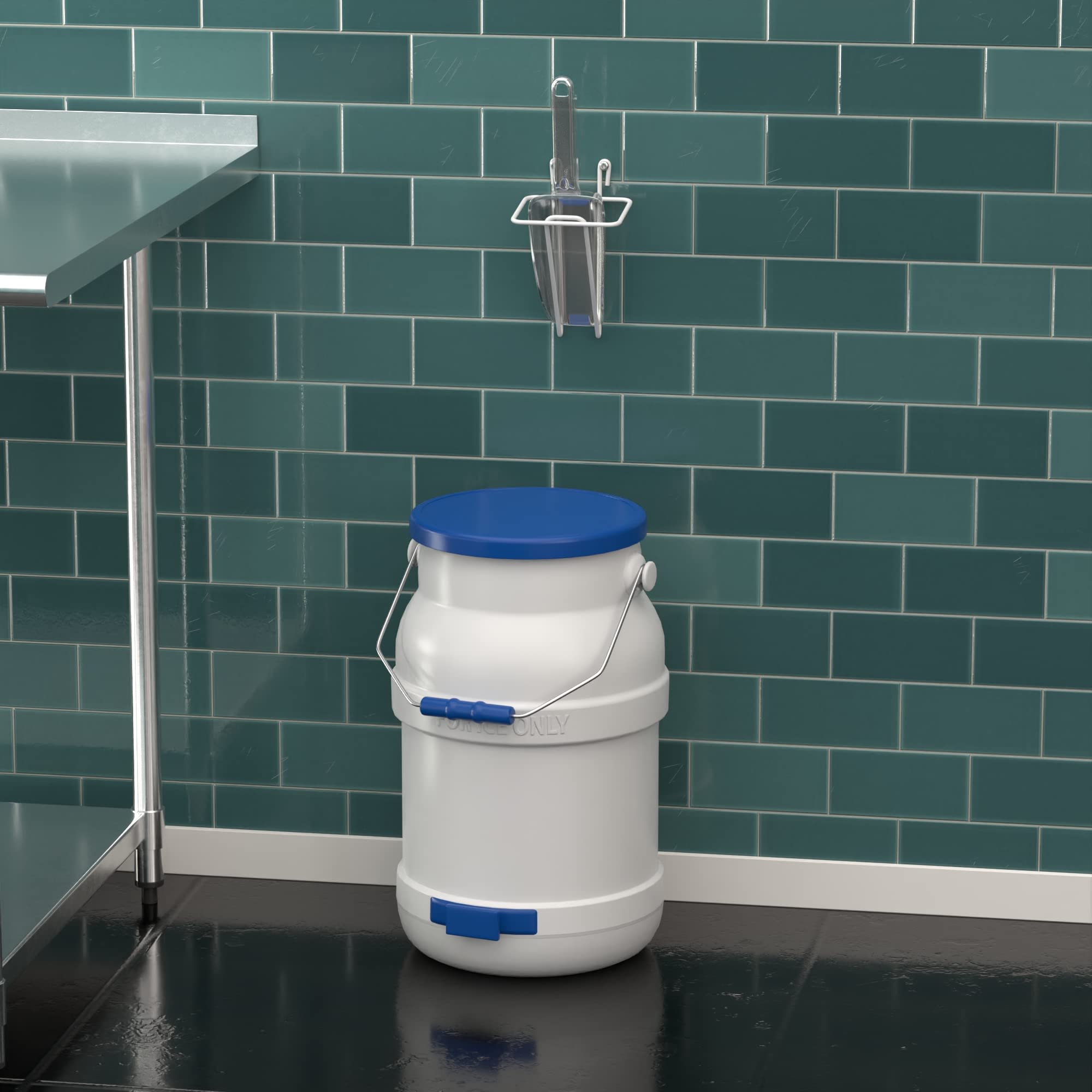 Krollen Industrial 5 Gallon Ice Bucket Kit with Lid, Mounting Bracket, 12 oz. Scoop and Scoop Holder