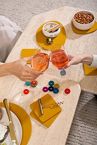 Graf Lantz Wine-Ote's Wine Glass Identifier - 7 Piece - Round 100% Merino Wool - Eliminate Unknown Glass Syndrome - Joy