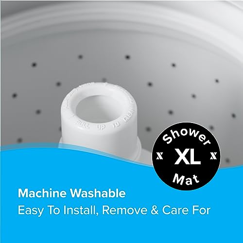 SlipX Solutions Accu-Fit Square Shower Mat, Extra Large 27"x27", Non-Slip Stall Mat for Elderly & Kids Standing Bath Tub Mat, Machine Washable, Suction Cups, Transparent Gray