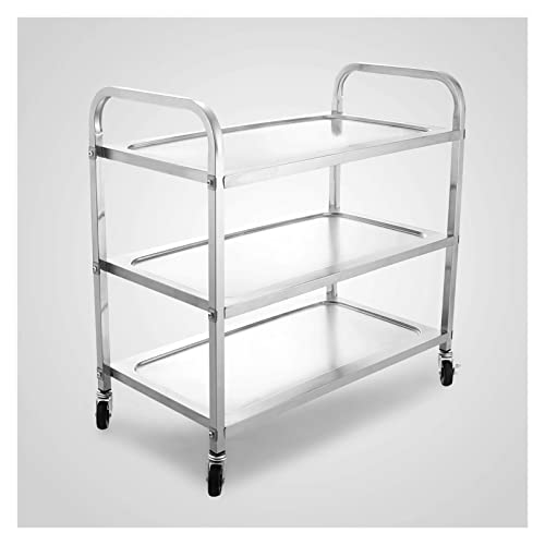 N/A 3 Shelf Kitchen Trolley Commercial Food Pantry with Wheels Kitchen Storage Rack (Color : A, Size : 95cm*95cm)