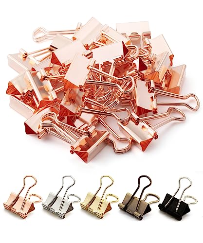Mr. Pen- Binder Clips, Small Binder Clips, 50 Pack, 0.75 in, Rose Gold, Small Clips, Paper Binder Clips, Binder Clips Small Size, Small Paper Clips, Office Clips, Micro Binder Clips, Mini Binder Clips