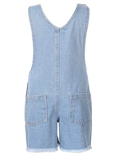 iiniim Toddler Kids Girls Adjustable Straps Jean Shortall Overalls Denim Ripped Hot Pants Blue 6-12 Months