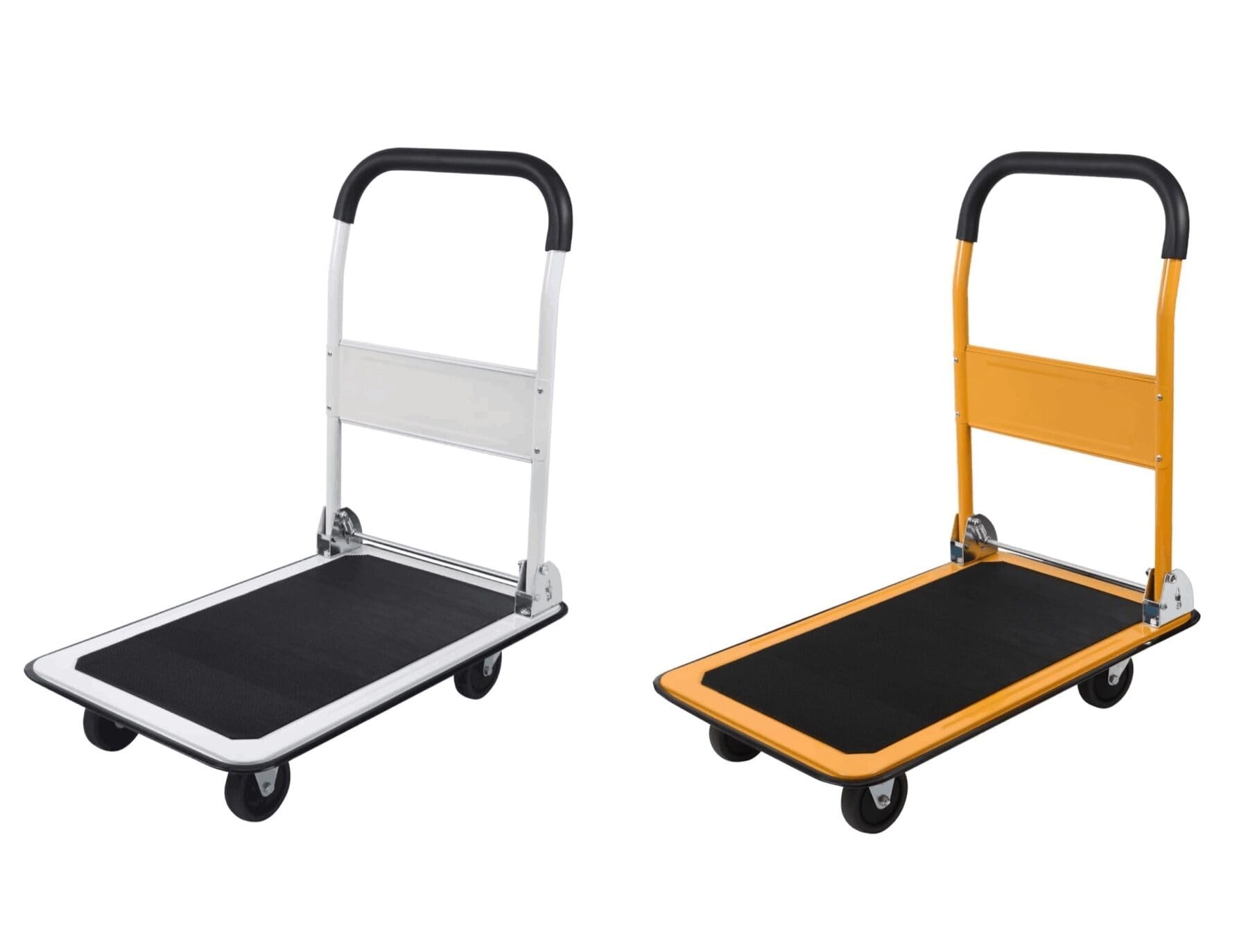LEADALLWAY Foldable Push Cart Platform Cart 330lbs Capacity Yellow and White