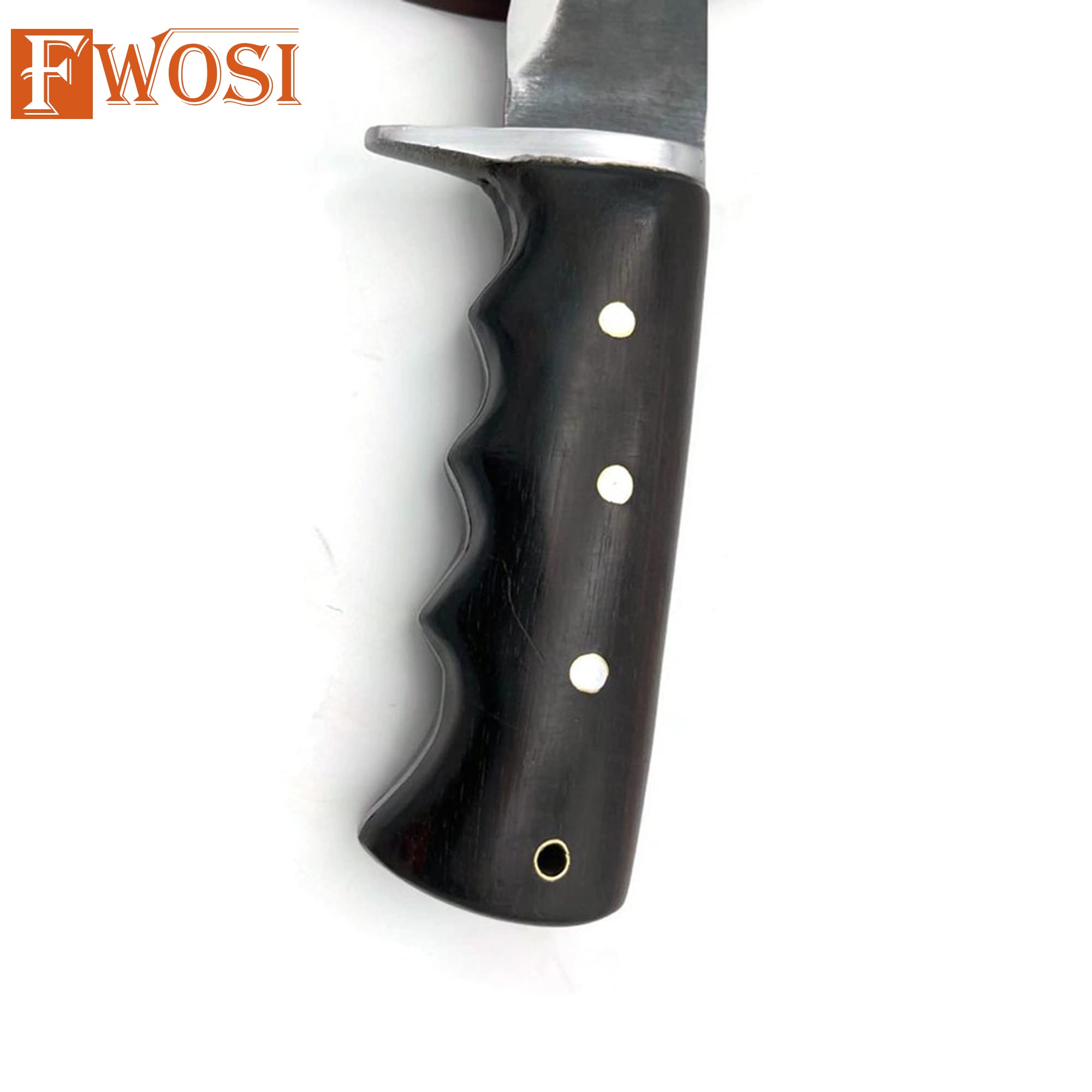 Fwosi Kukri Blade - 13-Inch Fixed Blade Knife, Gorkha Khukuri or Military Kukri - Carbon Steel Blades & Wooden Handle - Plus Leather Sheath with Belt Loop