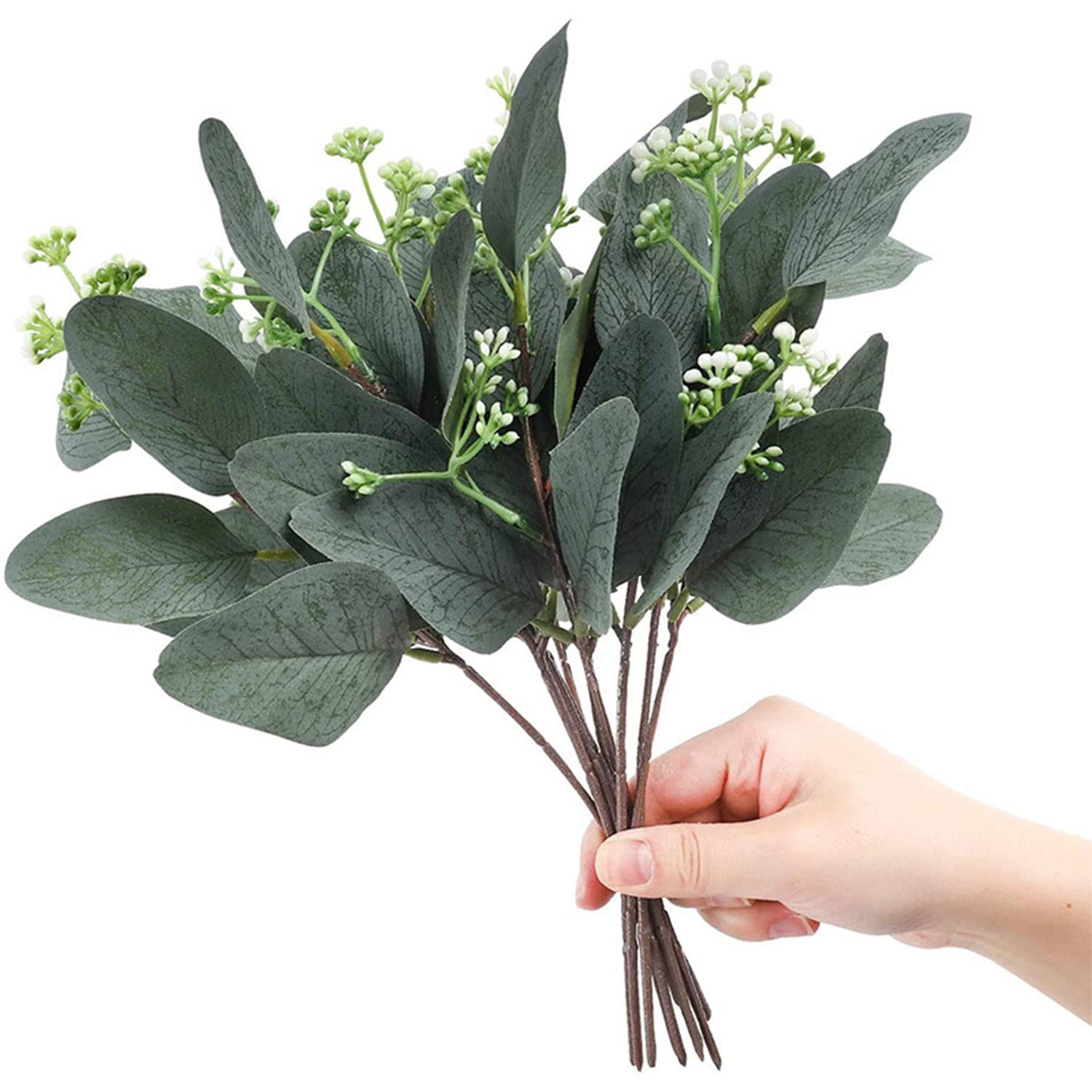 LECUNE Artificial Eucalyptus Bouquet, Leaf Faux Greenery Leaves for Wedding Party, Flower Floral Arrangement, Fall Decor, Garden Home Décor