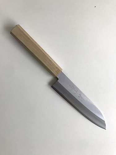 Goh Umanosuke Yoshihiro Small Santoku Knife, silver,brown