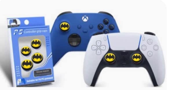 Famiworths4pcs Controller Bat Man Silicone Joystick Cover Non-Slip Improve Gaming Thumb Grip (Superhero) for PS5 / PS4/ Xbox One / Xbox360