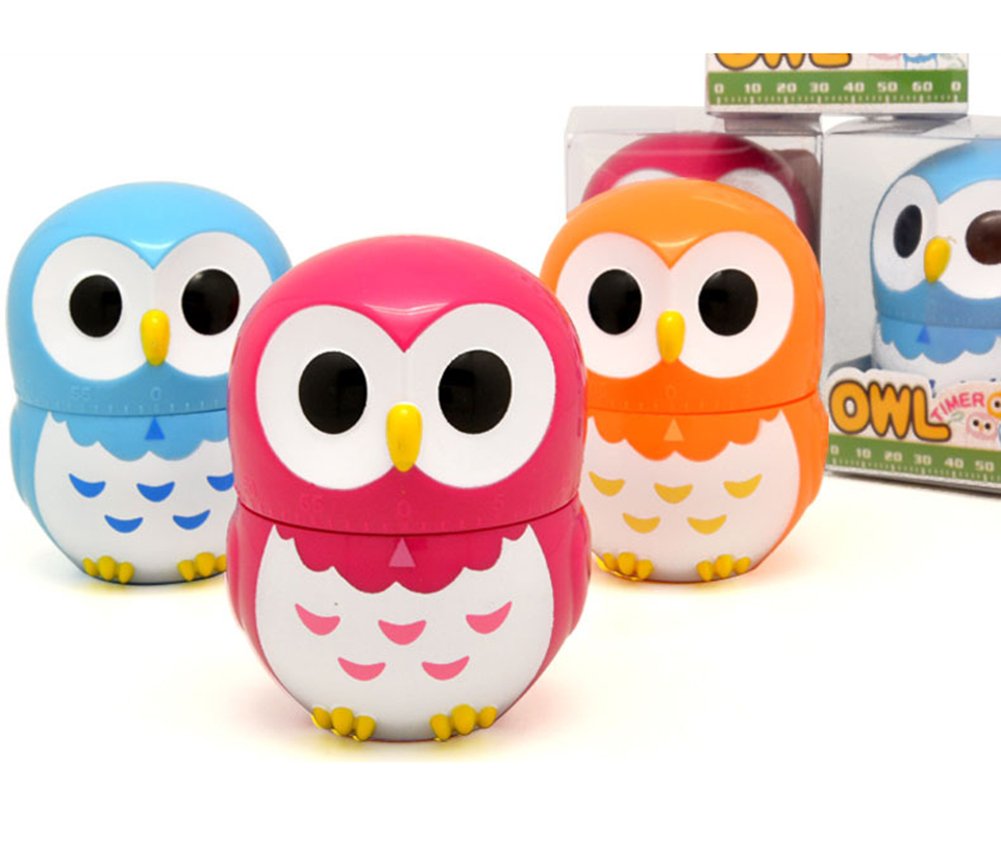 Golandstar Cute Cartoon Owl Timers Mini Size 60 Minutes Mechanical Kitchen Cooking Timer Clock Loud Alarm Counters Manual Timer (Orange)