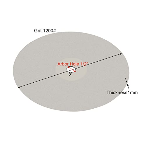 DZQ 3Pcs Diamond Grinding Wheel Disc Arbor Hole 8" x 1/2" Abrasive Lap 1000/1200/2500 Grit for Cutting or Sanding Stone and Glass