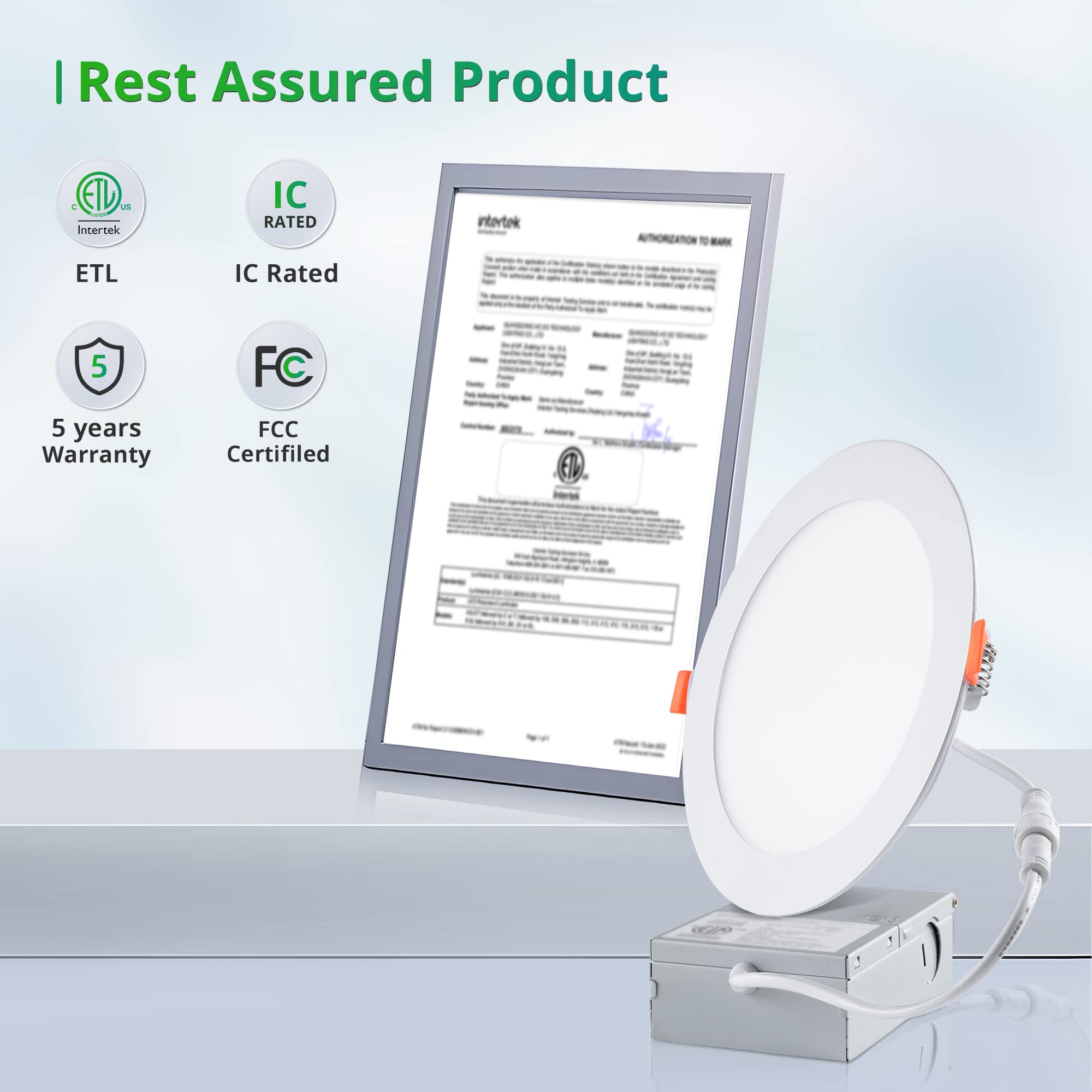 LEDIARY 24 Pack LED Recessed Lighting 6 inch with Junction Box, 6000K Clear White, 1100LM, 12W Eqv 110W, Dimmable Can-Killer Downlight - IC Rated, ETL Certified
