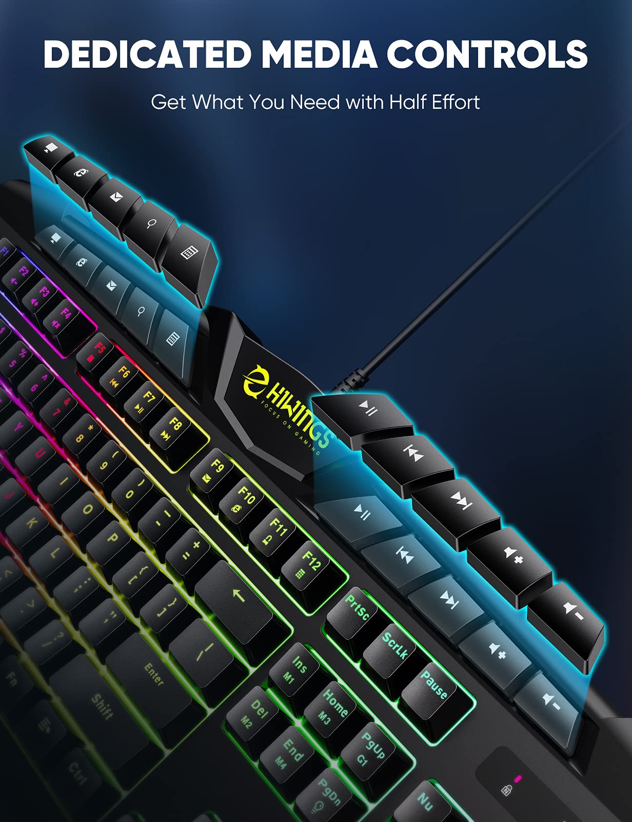 Gaming Keyboard and Mouse, Hiwings RGB Wired Gaming Mouse and Keyboard with Computer Mouse 10 Multimedia Keys Palm Rest for Windows PC Gamers (Membrane)