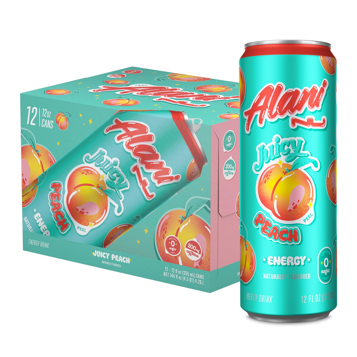 Energy Drink - Juicy Peach (12 Drinks, 12 Fl Oz. Each)