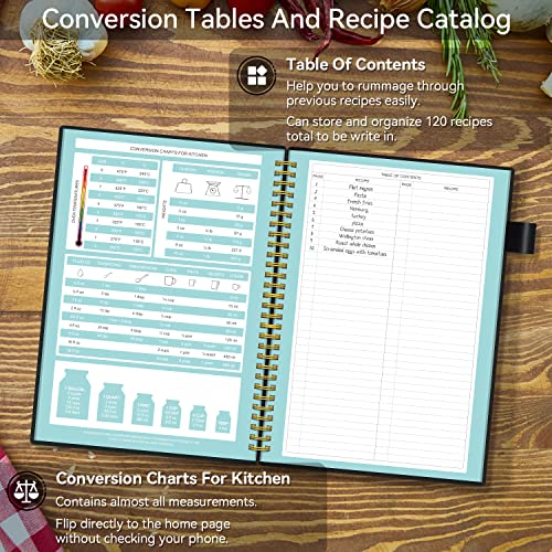 Recipe Book to Write in Your Own Recipes, Blank Recipe Notebook with Tabs for Family Cooking Lover, 120 Pages Recipe Organizer, 8.5 x 5.5", Black