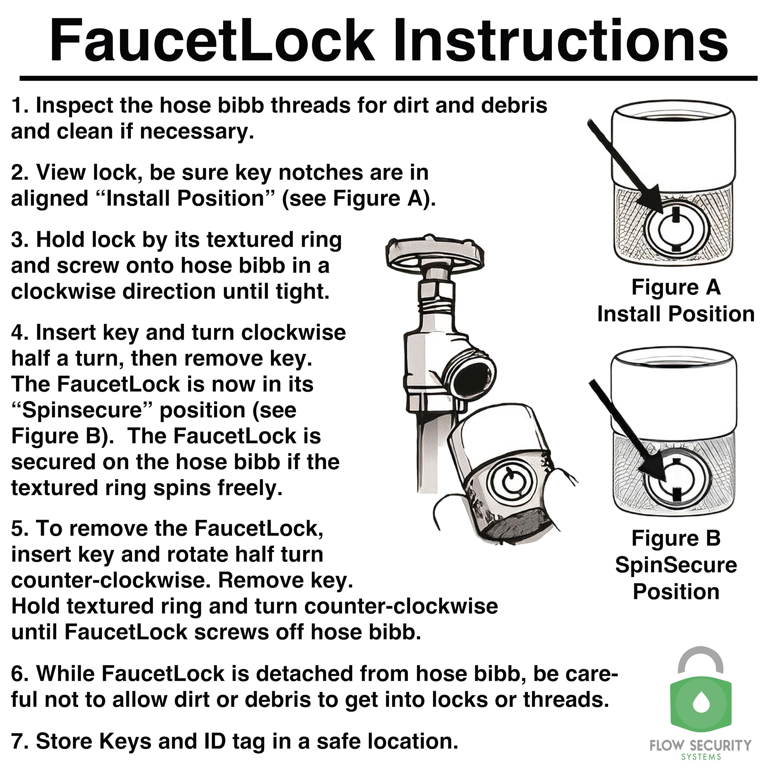 Flow Security Systems The FaucetLock | Heavy Duty Brass Construction | Prevents Water Theft & Secures Outdoor Bibbs | Promotes Water Conservation | Keyed The Same | FSS 50 | 1 Pack