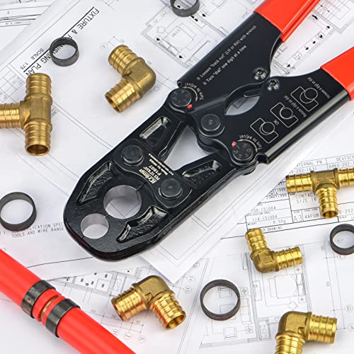 iCrimp 1/2 and 3/4-inch Combo Pex Pipe Crimping Tool for Copper Ring with Gauge meets ASTM 1807 Standard-manufactured by IWISS
