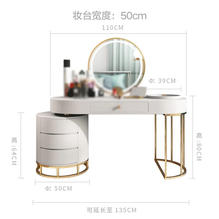 N/A Multi-Drawer Dressing Table LED Light Vanity Table and Chair Set Combination Dressing Table