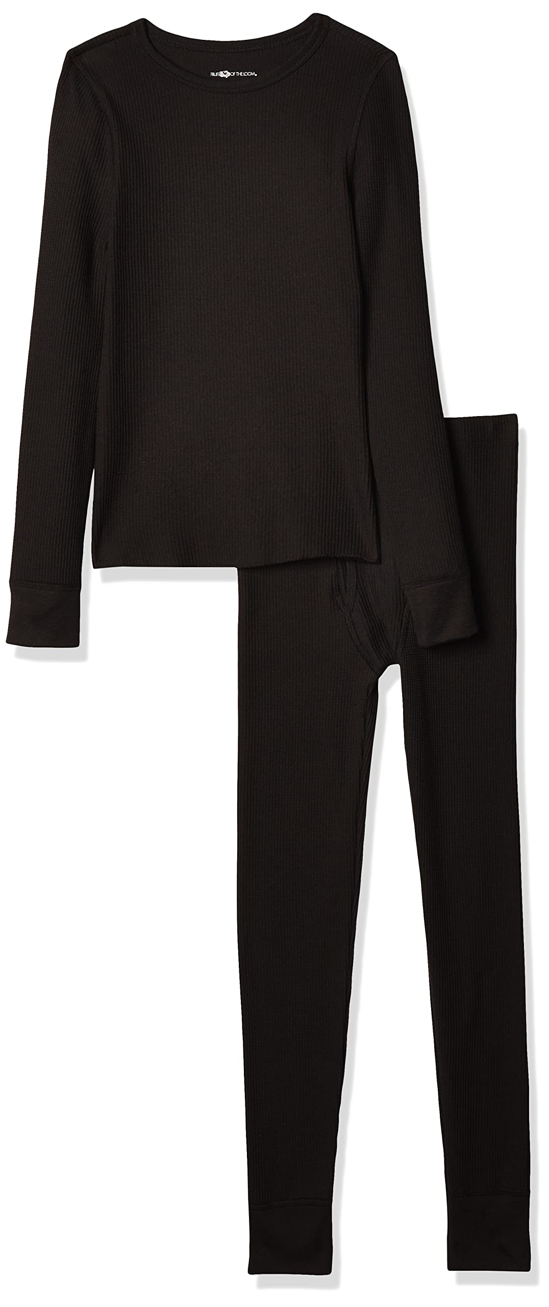 Fruit of the Loom boys Premium Thermal Waffle Underwear Base Layer Set, Black, 7-Jun US