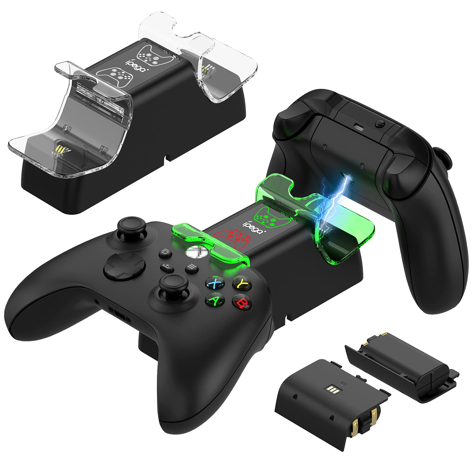FYOUNG Dual Controller Charger Station Replacement for Xbox Series X/S, Charging Dock with 2 x 1400mAh Rechargeable Battery Pack and LED Indicator for Xbox Series X/S