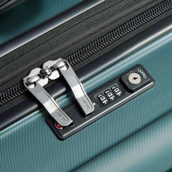 DELSEY PARIS Cruise 3.0 Hardside Expandable Luggage with Spinner Wheels, Green, Checked- Large 28 Inch
