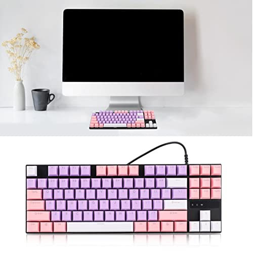 Mechanical Gaming Keyboard, Gaming Keyboard Windows Pc, Waterproof Design, 26 Kinds of RGB Lighting Effects Switch, Blue Switch Keyboard, Strong Mechanical Sense, 87 Keys,