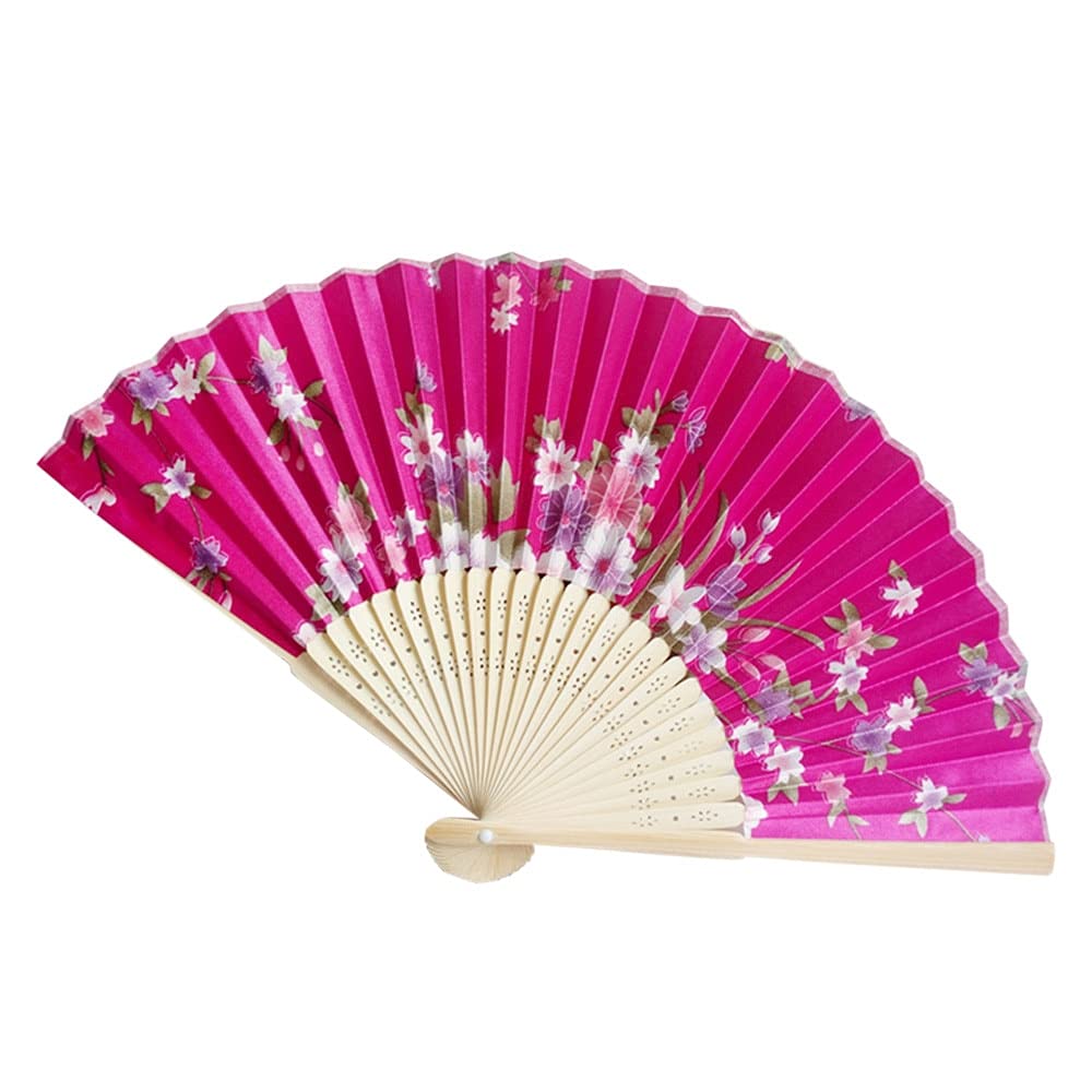 Handmade Folding Fan Vintage Bamboo Folding Hand Held Flower Fan Chinese Dance Party Pocket Gifts Summer Girl Hand Fan Folding Ventilador De Mano Handheld Fan (Color : M)