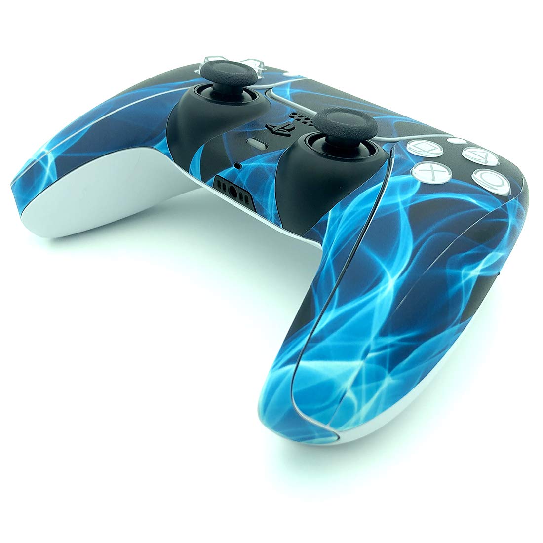 Gebaisi PS5 Controller Skin Sticker for Playstation 5 Cover Wrap Decal Ice Blue Flame