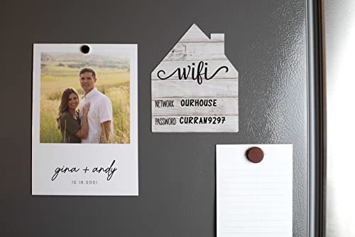 Rustic White WiFi Password Sign, Rustic Farmhouse Fridge Magnet, WiFi Password Sign for Home with Black Wet Erasable Pen, Magnetic White WiFi Sign for Guests, Fridge Magnet Decor, 4.0 x 5.0 inch