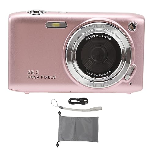 Digital Camera, Multi Function 58M 4K Timed Photography Digital Video Camera 2.88 Inch Screen 16X for Daily Life (Pink)